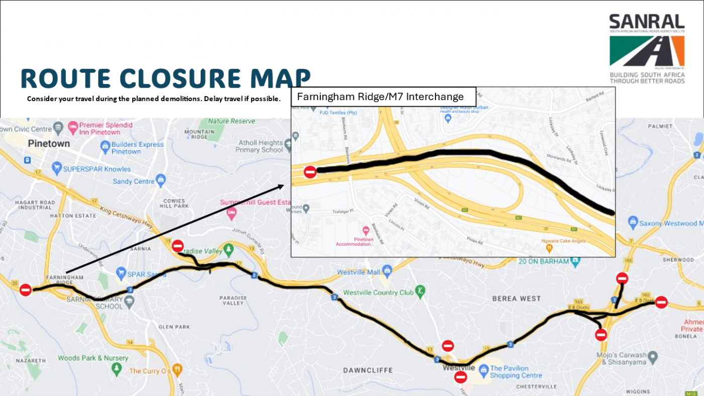 Full road closure of N3 between the N2 EB Cloete Interchange (Spaghetti ...